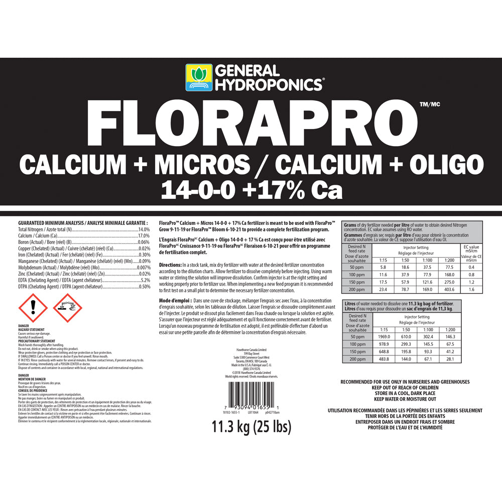 General Hydroponics® FloraPro™ Calcium + Micros 14 - 0 - 0 – City ...